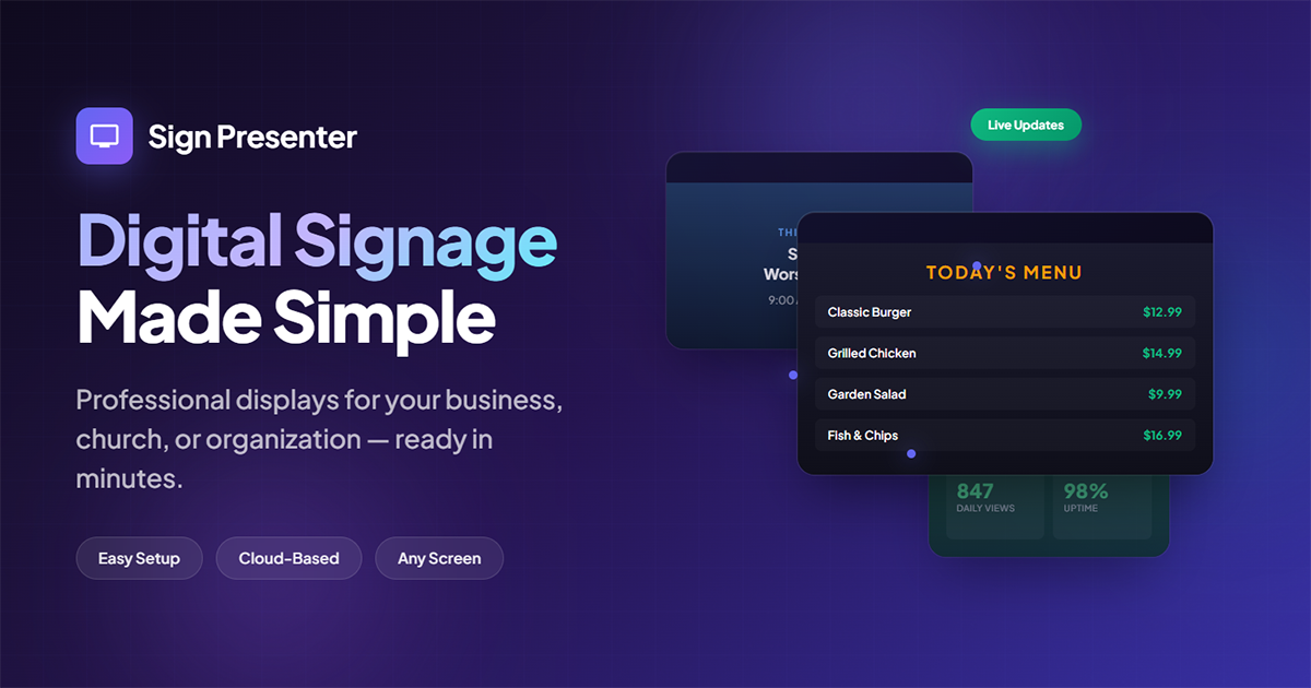 Sign Presenter - Professional Digital Signage Without the Hassle